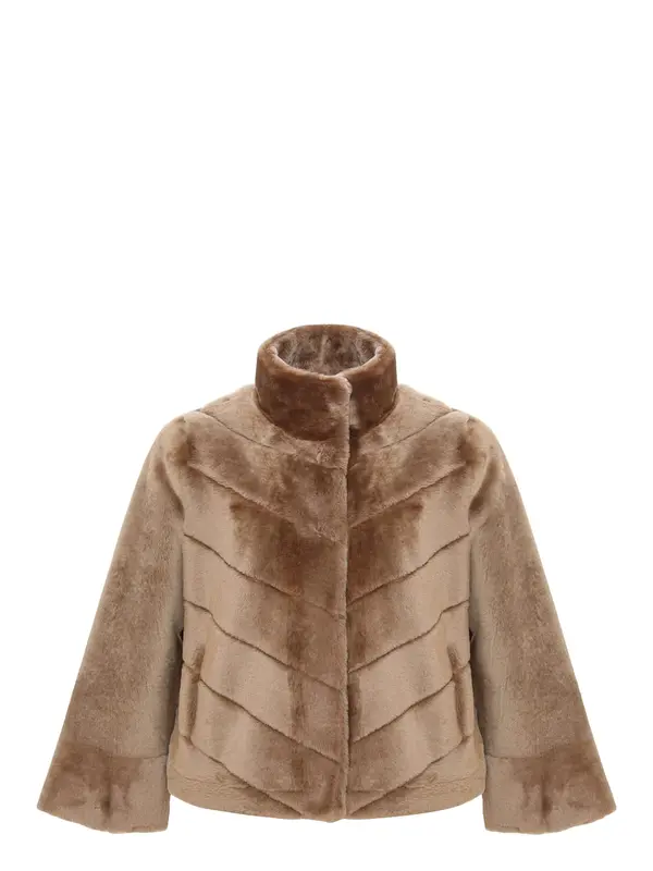 Gorski Reversible Chevron Merino Lamb Shearling Jacket - Camel/camel