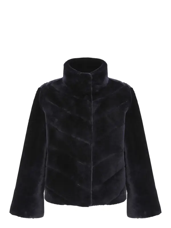 Gorski Reversible Chevron Merino Lamb Shearling Jacket - Navy/navy