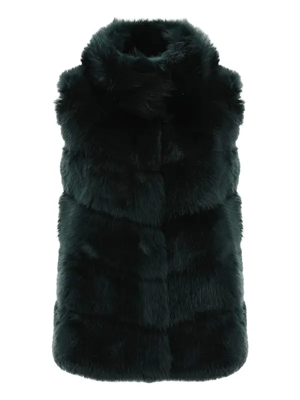 Gorski Reversible Shearling Vest - Emerald/emerald