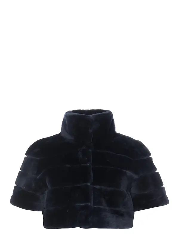 Gorski Reversible Shearling Lamb Bolero - Navy/navy