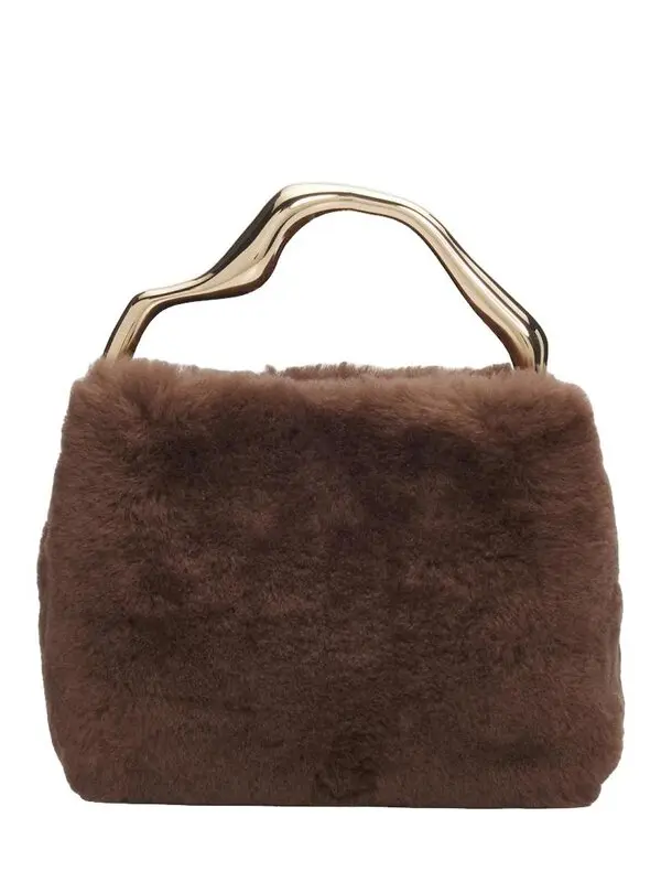 Cult Gaia Solene Mini Shearling Top-handle Bag - Luwak