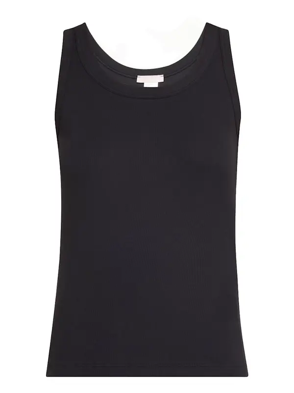 Hanro Ribbed Cotton Sleep & Lounge Tank - Black