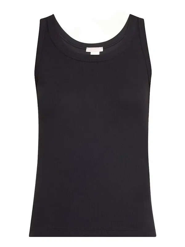 Hanro Ribbed Cotton Sleep & Lounge Tank - Black