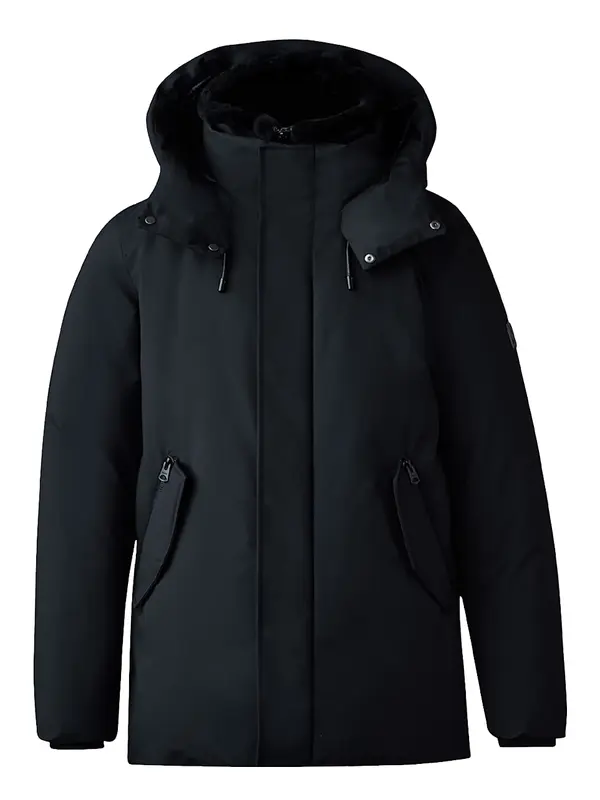 Mackage Sullivan Mid-length Down Jacket With Shearling - Black