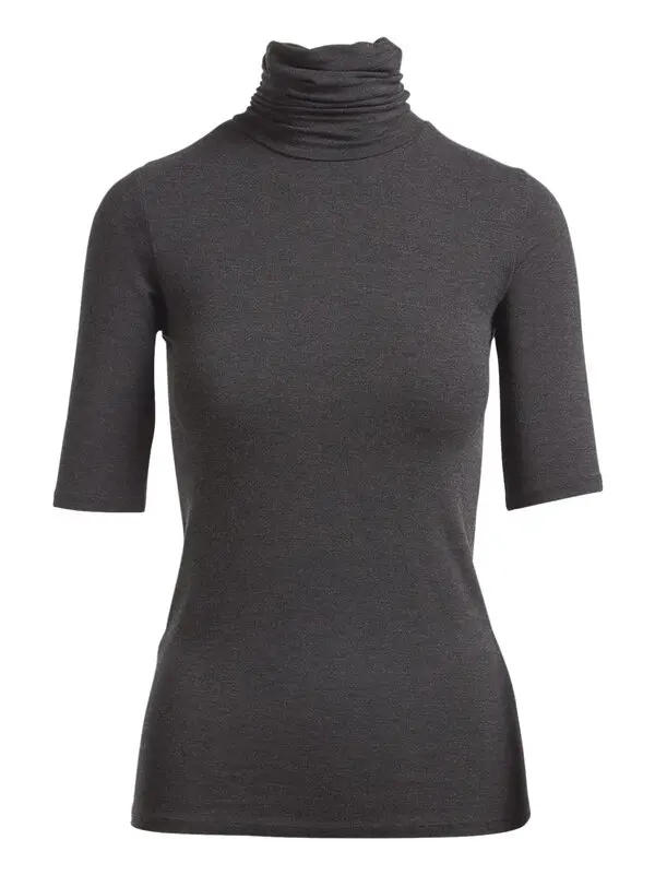 Majestic Filatures Soft Touch Half-sleeve Turtleneck Top - Anthracite