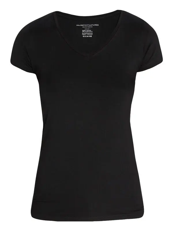 Majestic Filatures Soft Touch Short-sleeve V-neck Tee - Black