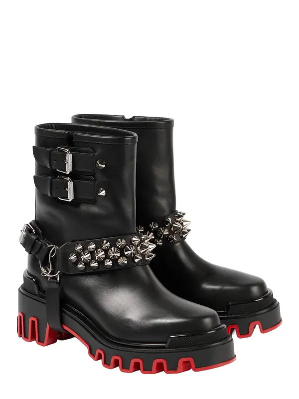 CHRISTIAN LOUBOUTIN Dune Bike Ankle Boots - Black