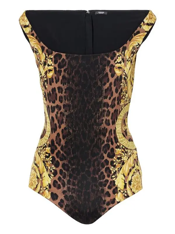 Versace Barocco Silk Bodysuit - Brown