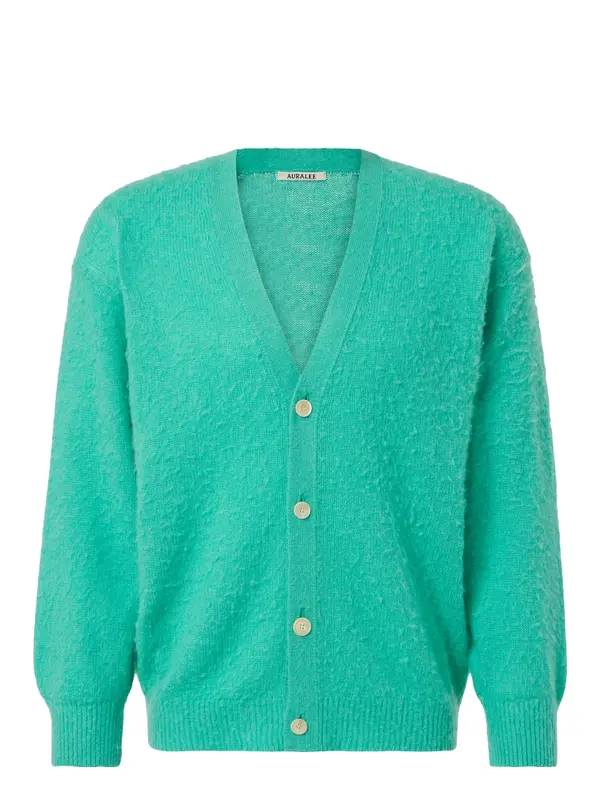 Auralee Cashmere, Wool, And Silk Cardigan - Green
