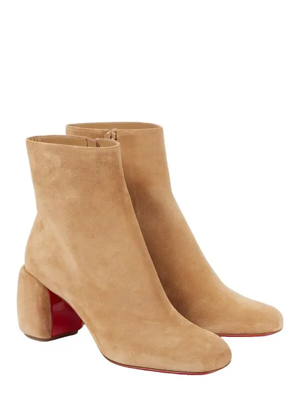 CHRISTIAN LOUBOUTIN Minny Booty 70 Suede Ankle Boots - Beige