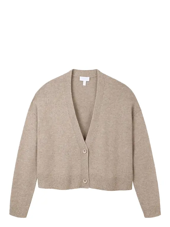 THE WHITE COMPANY Wool-blend Cropped Cardigan - Mink Marl