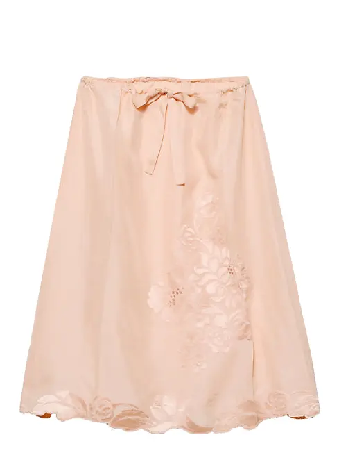 Prada Embroidered Habutai-silk Midi Skirt - Orange