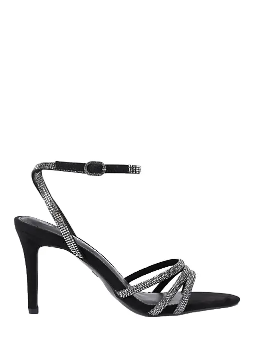 Kurt Geiger Rhinestone-embellished Woven Heeled Sandals - Black