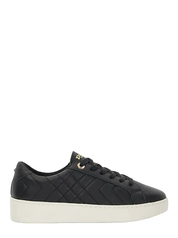 DUNE Egent Quilted Leather Platform Trainers - Black Leather