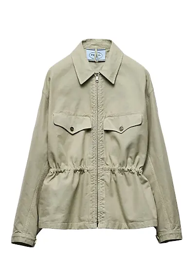 Prada Flap-pocket Drawstring-waist Cotton-canvas Jacket - Green
