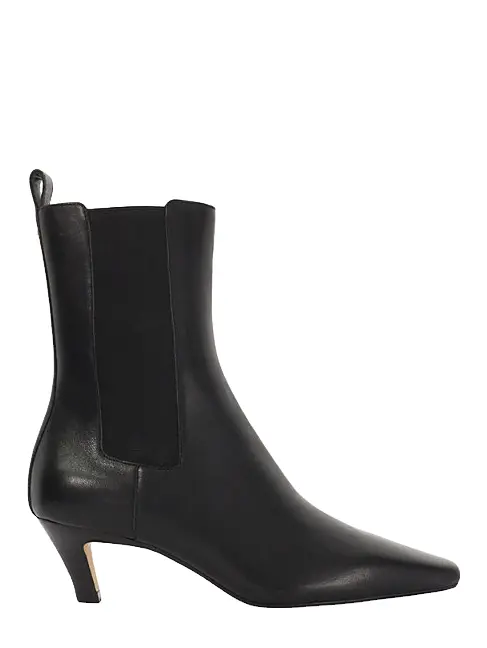 DUNE Odele Heeled Leather Chelsea Ankle Boots - Black Black Leather