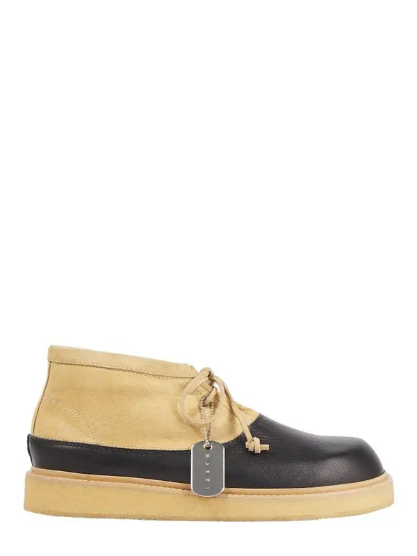 Marni Leather And Suede Desert Boots - Beige