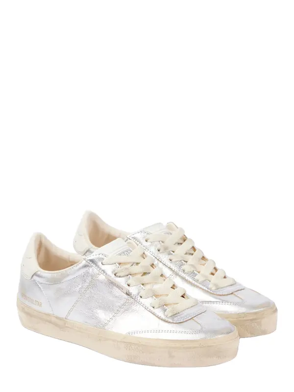 GOLDEN GOOSE Soul-star Metallic Leather Sneakers - Silver