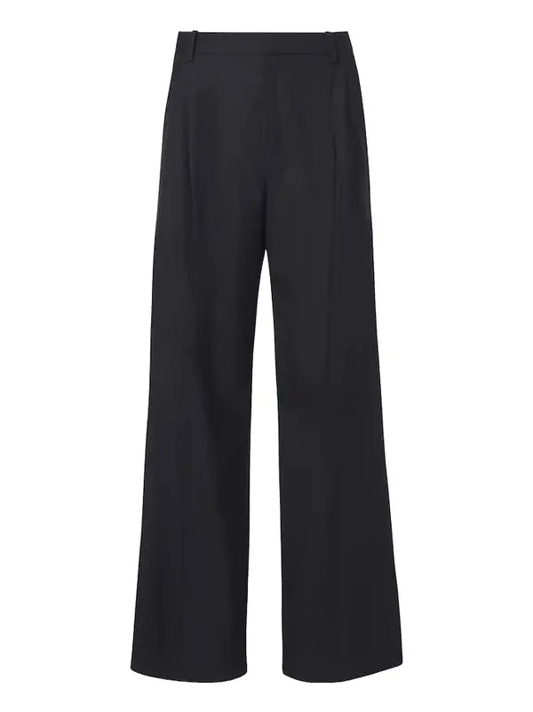 Saint Laurent High-rise Wide-leg Wool Pants - Blue