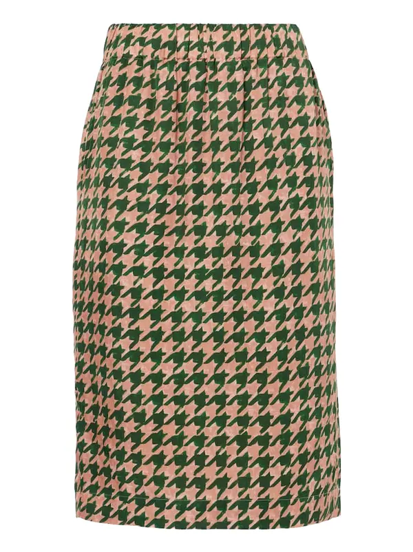 Dries Van Noten Houndstooth Pencil Skirt - Green