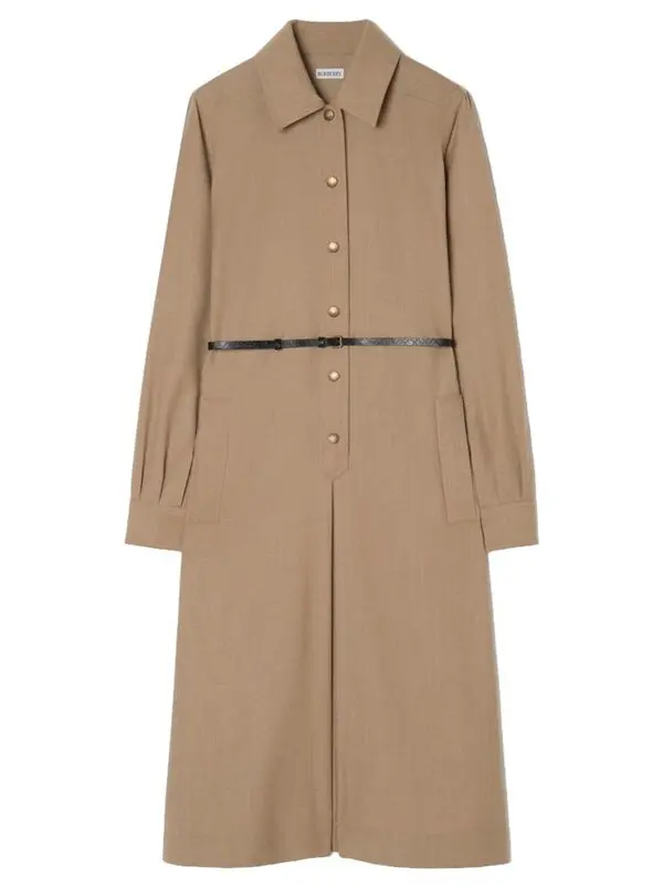 Burberry Wool Shirt Dress - Beige