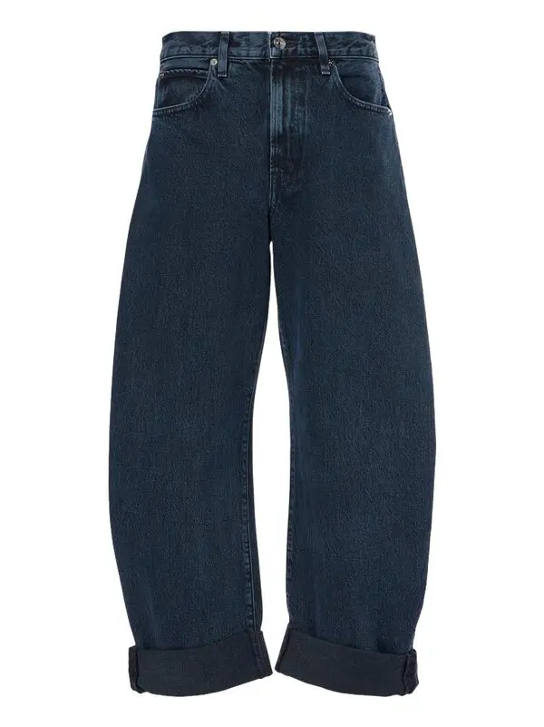 FRAME Bubble High-rise Barrel-leg Jeans - Blue