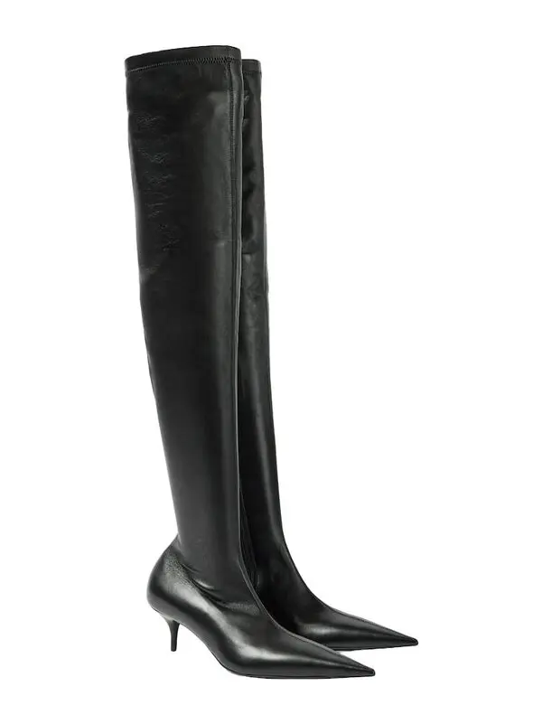 Balenciaga Avenue Leather Over-the-knee Boots - Black