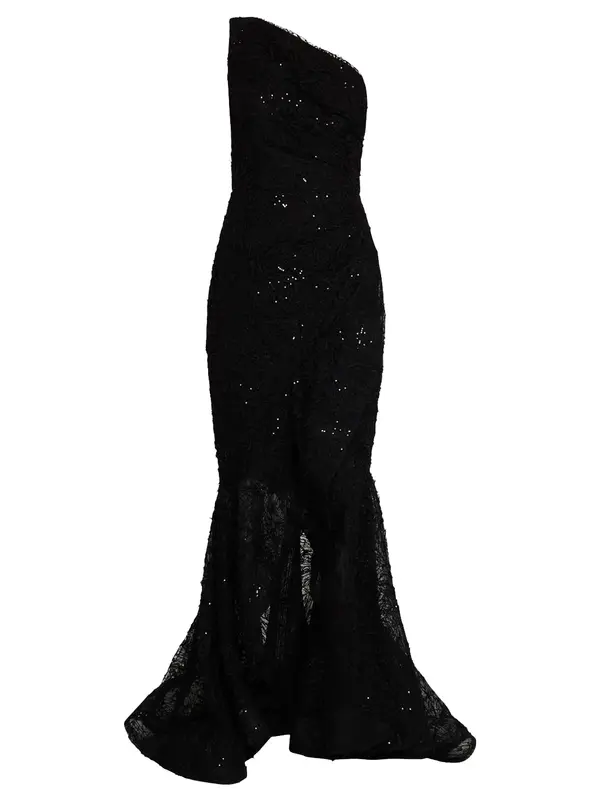 Rickie Freeman For Teri Jon One-shoulder Sequin Gown - Black