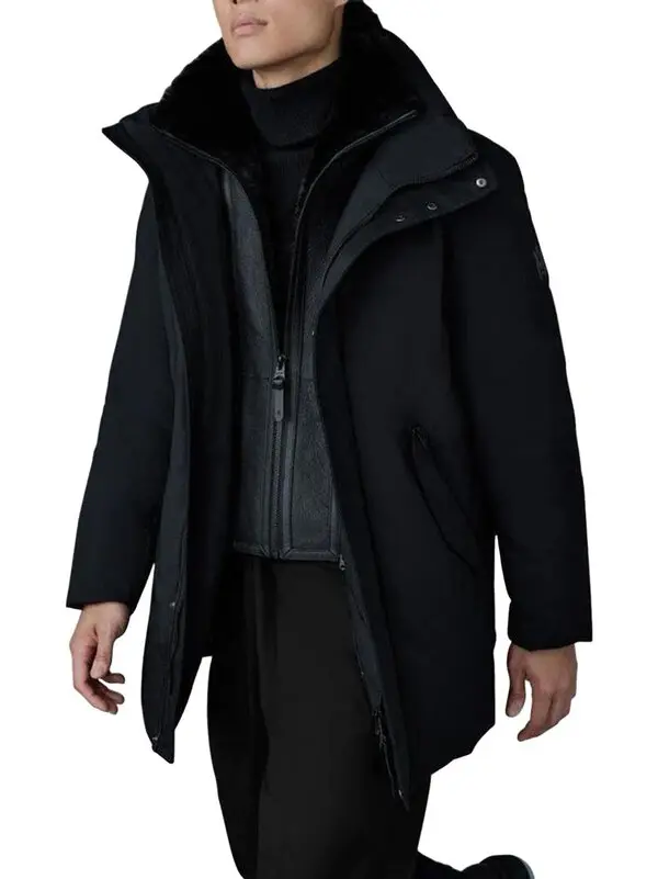 Mackage Sullivan Mid-length Down Jacket With Shearling - Black