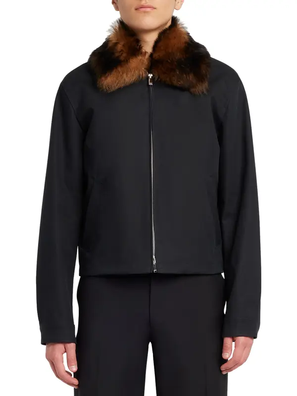 Alexander McQueen Bomber Jacket With Shearling Collar - Blackmulti