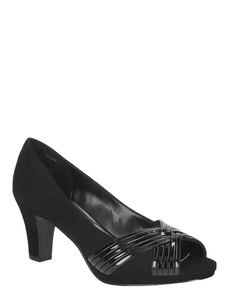 EASY WORKS BY EASY STREET Lavish Peep Toe Pumps - Black Lamy
