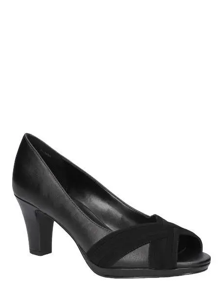 EASY WORKS BY EASY STREET Lavish Peep Toe Pumps - Black