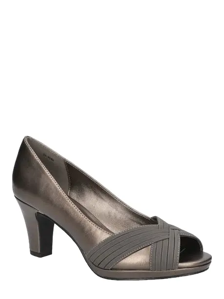 EASY WORKS BY EASY STREET Lavish Peep Toe Pumps - Pewter