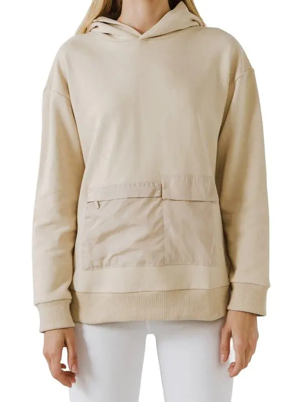 GREY LAB Contrast Pocket Hoodie - Beige