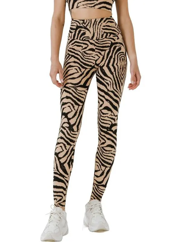 GREY LAB Animal Print High Waist Leggings - Beige/ Black