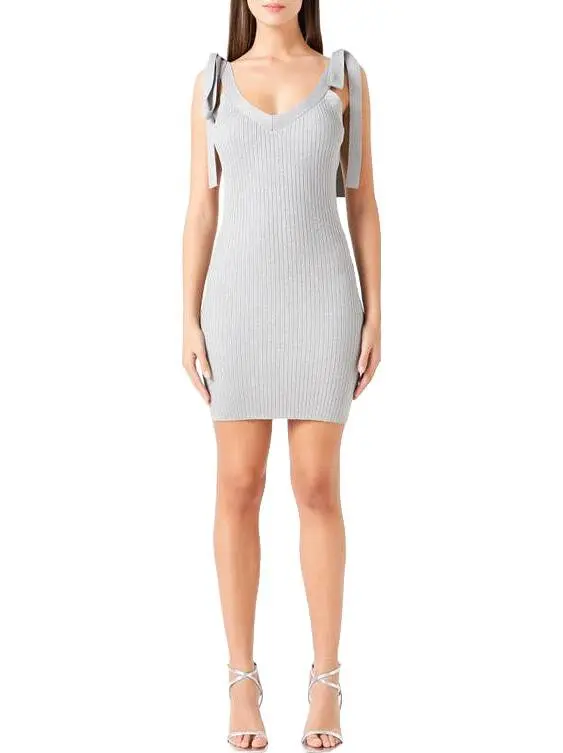 Endless Rose Ribbed Mini Dress - Silver