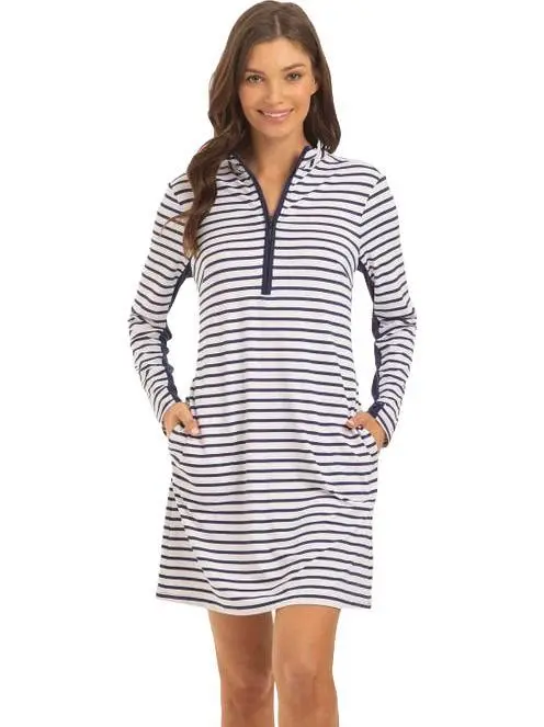 CABANA LIFE 1/4 Zip Sport Dress - Navy Stripe
