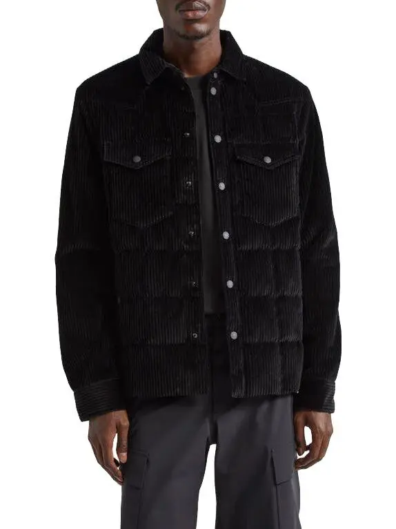 Moncler Gelt Quilted Stretch Corduroy Down Shirt Jacket - Black