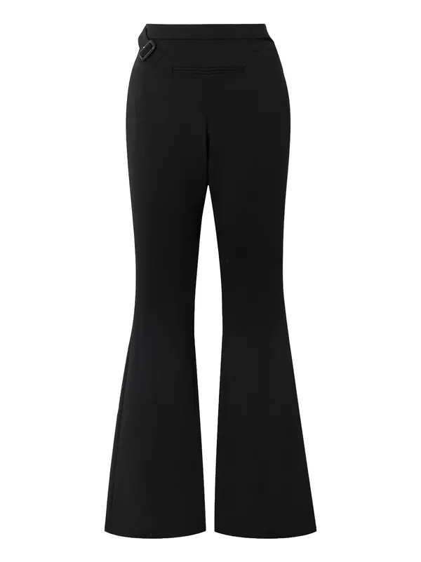 COURREGES Cutout Buckled Wool-blend Flared Pants - Black