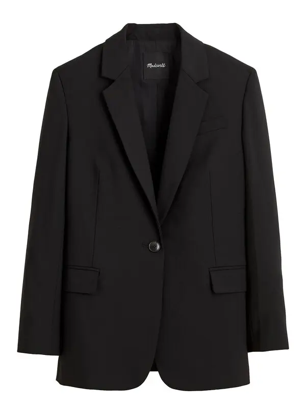 Madewell The Kline Blazer In Wool Blend - True Black