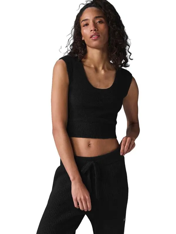 Alo Yoga Snuggle Up Sweater Short Sleeve Top - Black