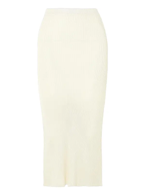 Calle Del Mar Ribbed-knit Midi Skirt - Ivory