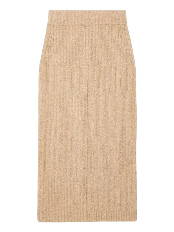 LAUREN MANOOGIAN Collage Ribbed Midi Skirt - Sand