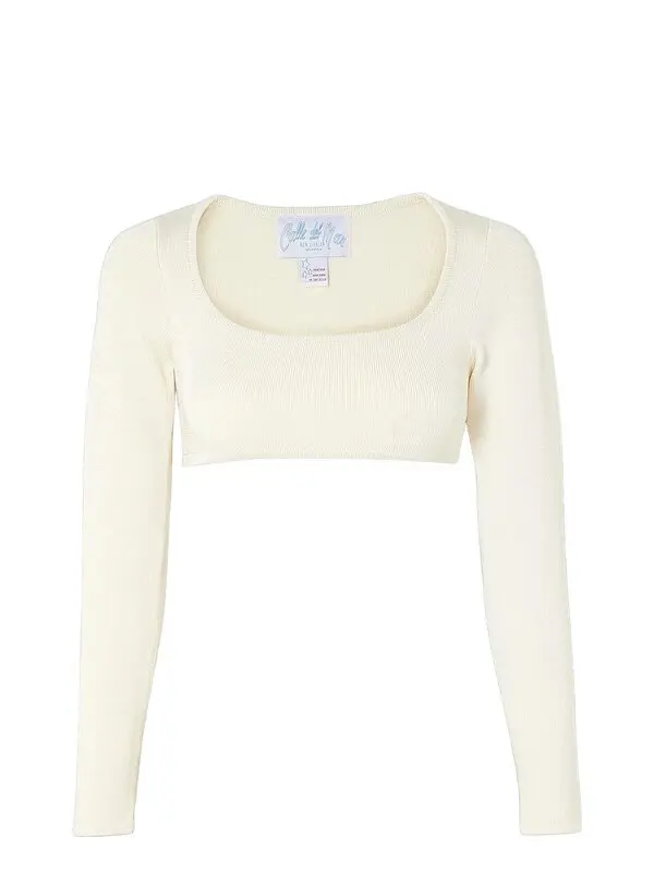 Calle Del Mar Cropped Stretch-knit Top - Cream