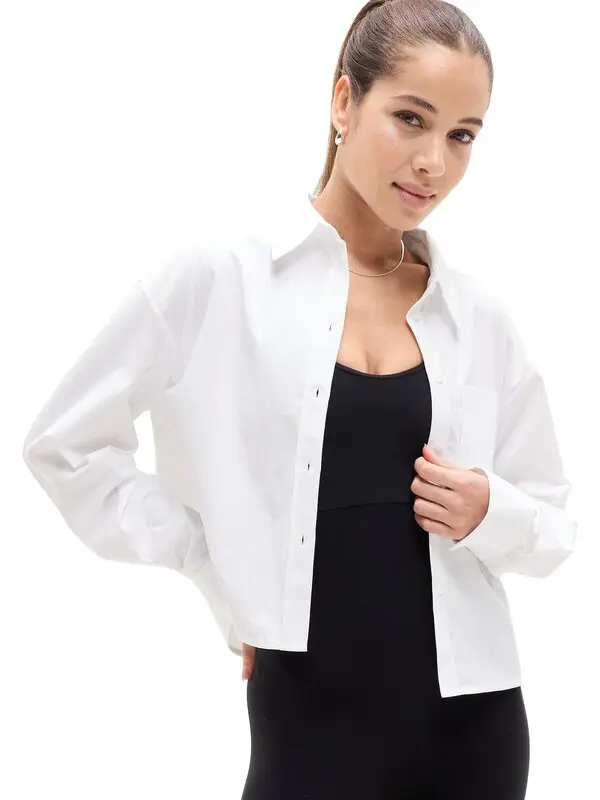 Athleta Midday Cropped Poplin Shirt - Bright White