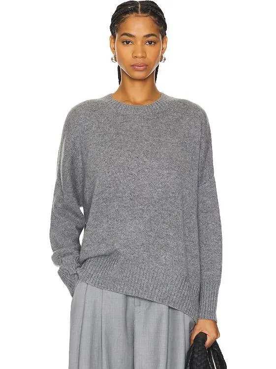 W. CASHMERE Joey Oversized Crewneck - Heather Grey