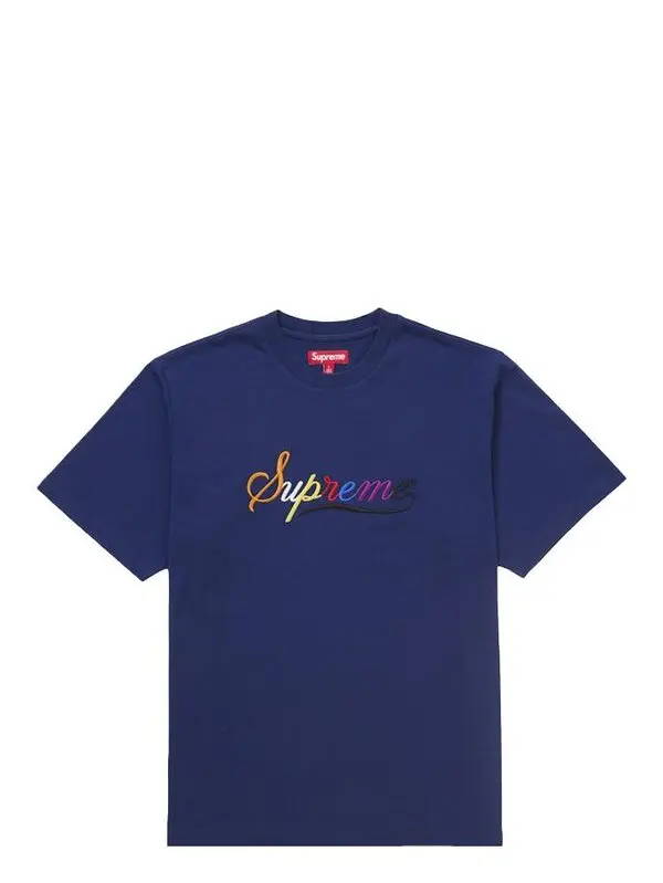 Supreme Cursive Short Sleeve Top - Navy Blue