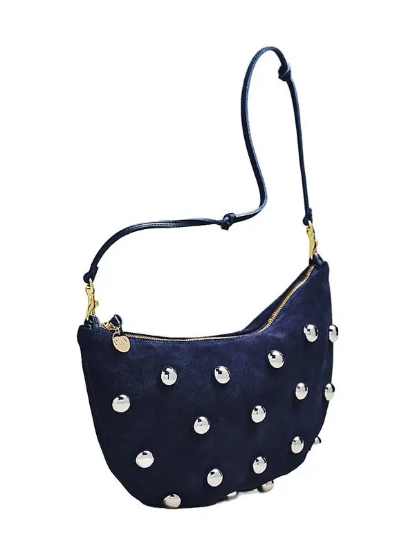 Clare V. Lune Shoulder Bag - Navy Suede