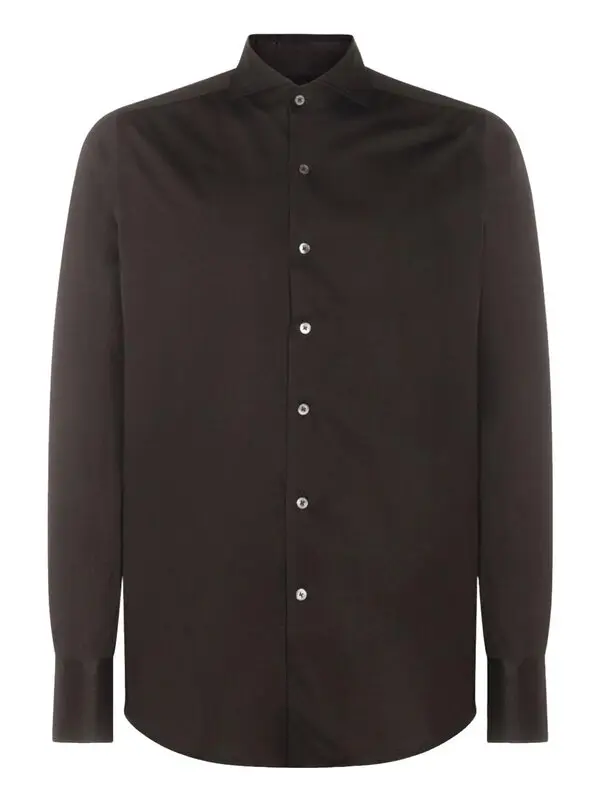 Canali Long-sleeve Cotton Shirt - Brown