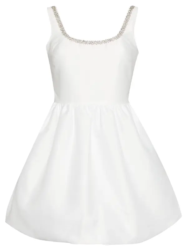 SELF-PORTRAIT Taffeta Diamante Mini Dress - White
